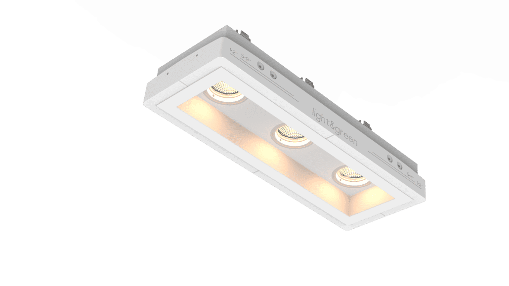 Harmony Recessed 3" Square Downlight - Triple - Light & Green | Lighting